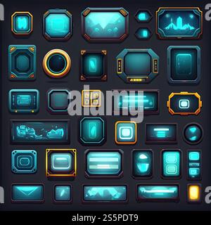 design rectangle frame game ai generated. interface background, gui ...