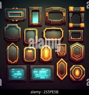square rectangle frame game ai generated. board , ui design, interface background square ...
