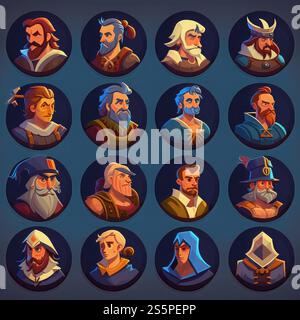 person medieval character avatar ai generated. knight, king man ...