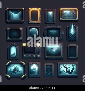 ui rectangle frame game ai generated. design interface, background gui ...
