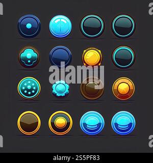 icon round game button ai generated. user menu, app sign, symbol gui ...