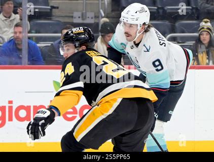 Pittsburgh Penguins defenseman Matt Grzelcyk during an NHL hockey game against the San Jose ...