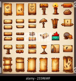 parchment papyrus scroll game ai generated. paper medieval, ancient ...