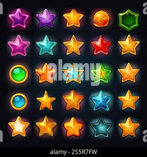 interface star game ai generated. gui golden, bonus rate, award app ...
