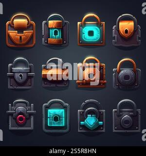 app lock key game ai generated. safety , icon symbol, gold element app ...