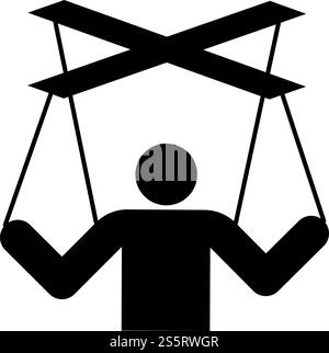 Human manipulation concept Puppet stick man manipulating on string ...