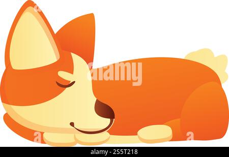 Cute cartoon corgi puppy sleeping with text Nap Time. Adorable sleeping ...