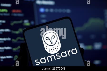 samsara logo is displayed on smartphone. Samsara Inc. is an American ...