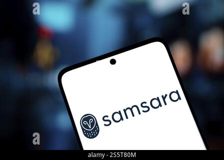 samsara logo is displayed on smartphone. Samsara Inc. is an American ...