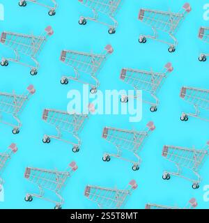 Shopping addiction, shopping lover or shopaholic concept. Many small ...