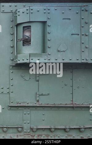Texture of tank side wall, made of metal and reinforced with a ...
