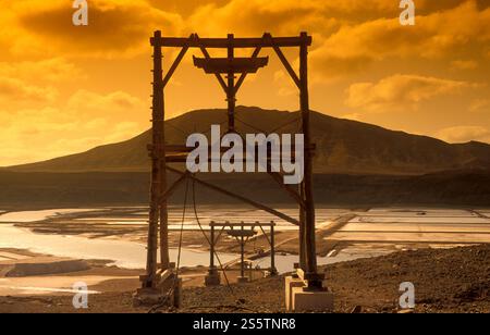 the salt mines Crater at the town of Pedra de Lume on the Island of Sal ...