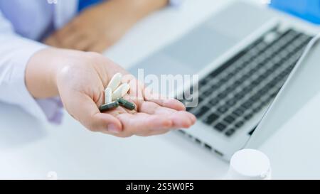 Doctor giving pill, virus concept Stock Photo - Alamy