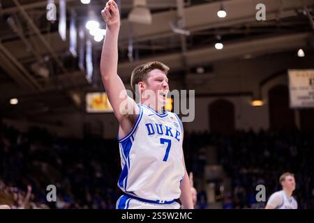 Duke guard Kon Knueppel celebrates after their win against North ...