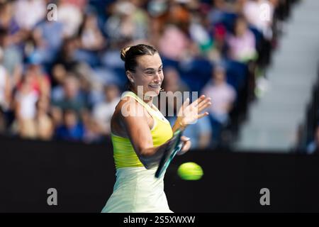 Jessica Bouzas Maneiro, of Spain, hits a return to Victoria Mboko, of ...