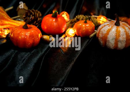 Halloween decorations on the table Stock Photo - Alamy