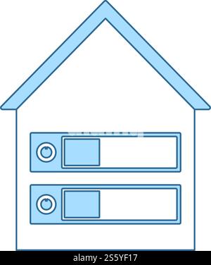 Datacenter Icon. Thin Line With Blue Fill Design. Vector Illustration ...