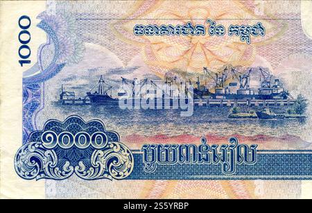 Fragment of 1000 Cambodian riels banknote is national currency of ...