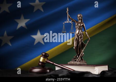 Solomon Islands flag with statue of lady justice, constitution and ...