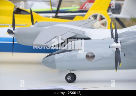 Toy model of ukrainian military aircraft transporter close up ...