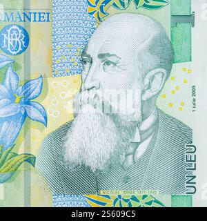 Nicolae Iorga portrait on Romanian money 1 Leu 2005 Banknote from ...