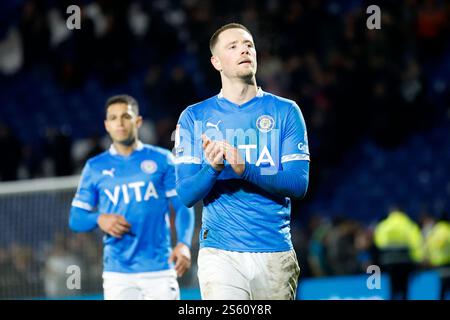 Fraser Horsfall #6 of Stockport County F.C. applauds at full time ...