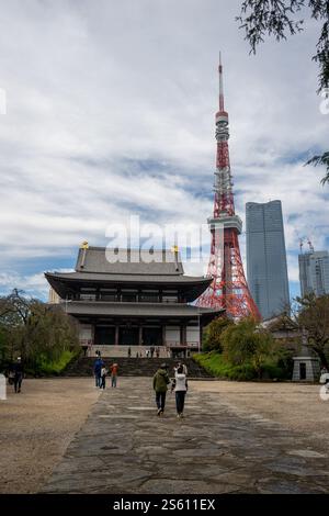 Tokyo tower and cemetery of Zojoji Temple. Shiba area. Minato-ku district. Tokyo. Japan Stock ...