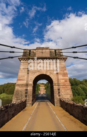 Chain Bridge over River Tweed Melrose Scotland September 2015 Stock ...