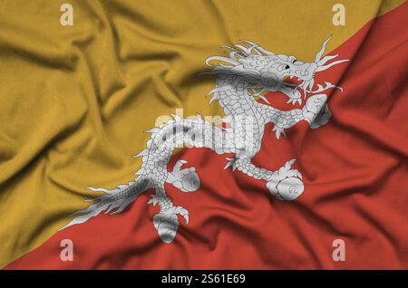 Bhutan flag depicted on many small shiny sequins. Colorful festival ...