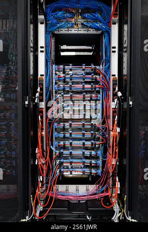 Nuremberg, Germany. 19th Nov, 2024. An equipped server rack is located ...