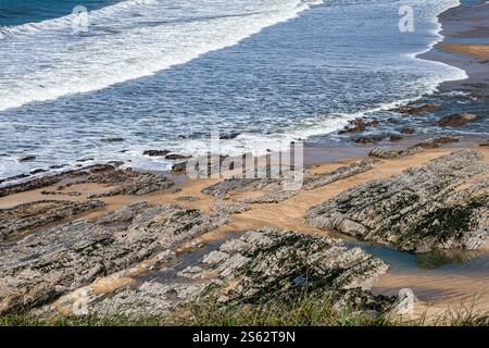 The beautiful Concha beach in Sao Pedro de Moel in Portugal Stock Photo ...