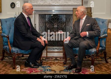 King Charles III holds an audience with the Prime Minister of St Kitts ...
