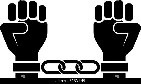 Handcuffed hands Chained human arms Prisoner concept Manacles on man ...
