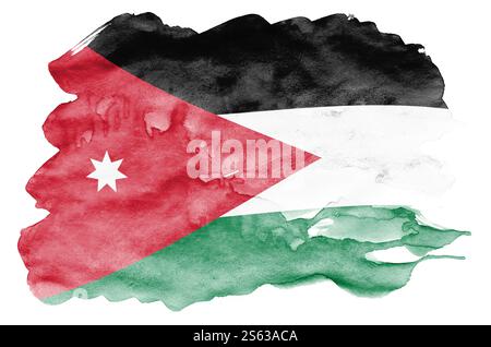 Jordan flag in stroke brush heart shape on white background Stock Photo ...