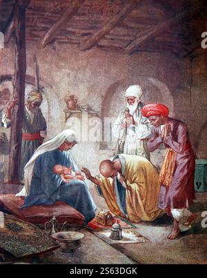 Colour Plate of The Three Wise Men coming into Bethlehem Guided by the ...