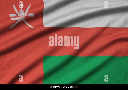 Oman flag depicted on many leafs of monstera palm trees. Trendy ...