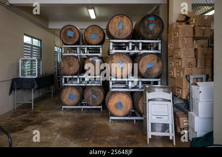 Aging rum barrels at Crab Island Rum Distillery, Vieques, Puerto Rico ...