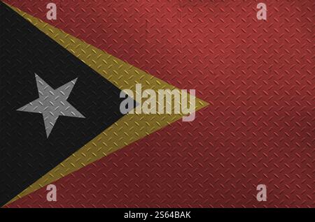 Timor Leste flag depicted in paint colors on old stone wall close up ...