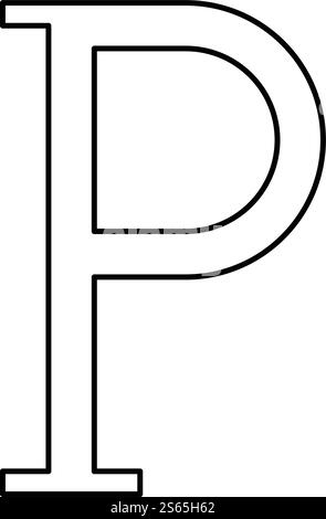 Rho greek symbol capital letter uppercase font icon black color vector ...