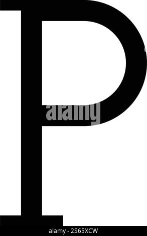 Rho greek symbol capital letter uppercase font icon outline set black ...