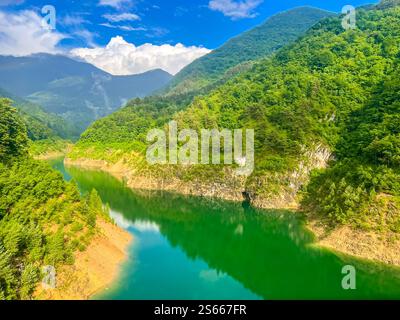 Valvestino lake from Recchi bridge on summer day, Italy Stock Photo - Alamy