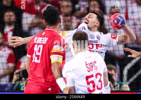 Ivan Martinovic of Croatia shoots the ball during the 2025 IHF Men's ...