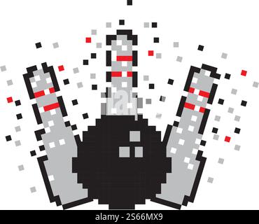 Pixel art Bowling logo and symbol on white background Stock Vector ...