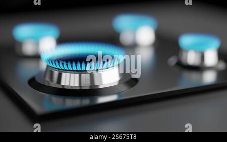 Propane butane gas burners with defocused background - 3D illustration ...
