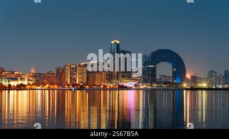 The Crescent Bay Project in Baku, Azerbaijan. Modern glass tower of The ...