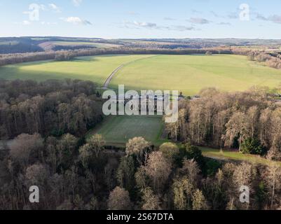 Aerial view of Duncombe Park, country house estate, Helmsley, North ...