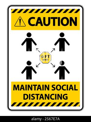 Caution Maintain social distancing, stay 6ft apart sign,coronavirus ...