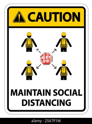 Caution Maintain social distancing, stay 6ft apart sign,coronavirus ...