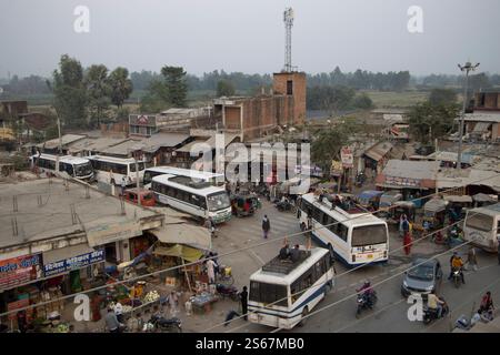 Buses in Bhitamode, the Nepal – India Border, ferry thousands of Indian ...