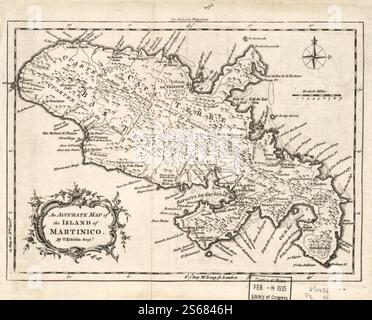 An accurate map of the island of Martinico 1758 by Kitchin Thomas Stock ...